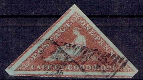 Cape of Good Hope - Cape of Good Hope 1853 1d deep brick red on deeply blued paper exceptional ...